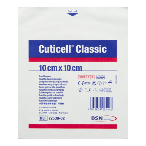 Cuticell Classic Paraffin Gauze Wound Dressing 10cm x 10cm (Singles ...
